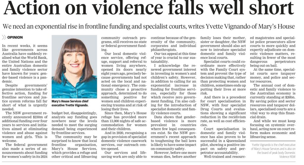 Action on violence falls well short - Mary’s House Services